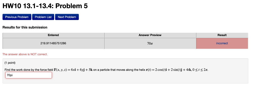 Solved HW10 13.1-13.4: Problem 5 Previous Problem Problem | Chegg.com