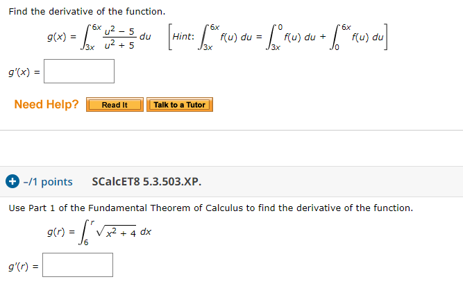Solved Find the derivative of the function. * U2 - 5 du J3x | Chegg.com