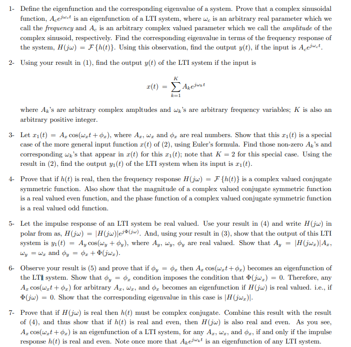Solved 1- Define the eigenfunction and the corresponding | Chegg.com
