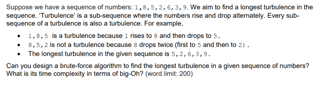 Solved Suppose we have a sequence of numbers: 1,8,5,2,6,3,9. | Chegg.com