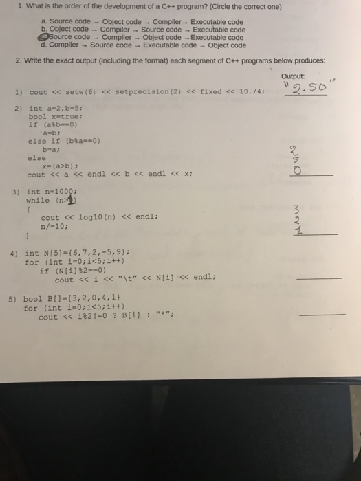 Solved 1 What Is The Order Of The Development Of A C 
