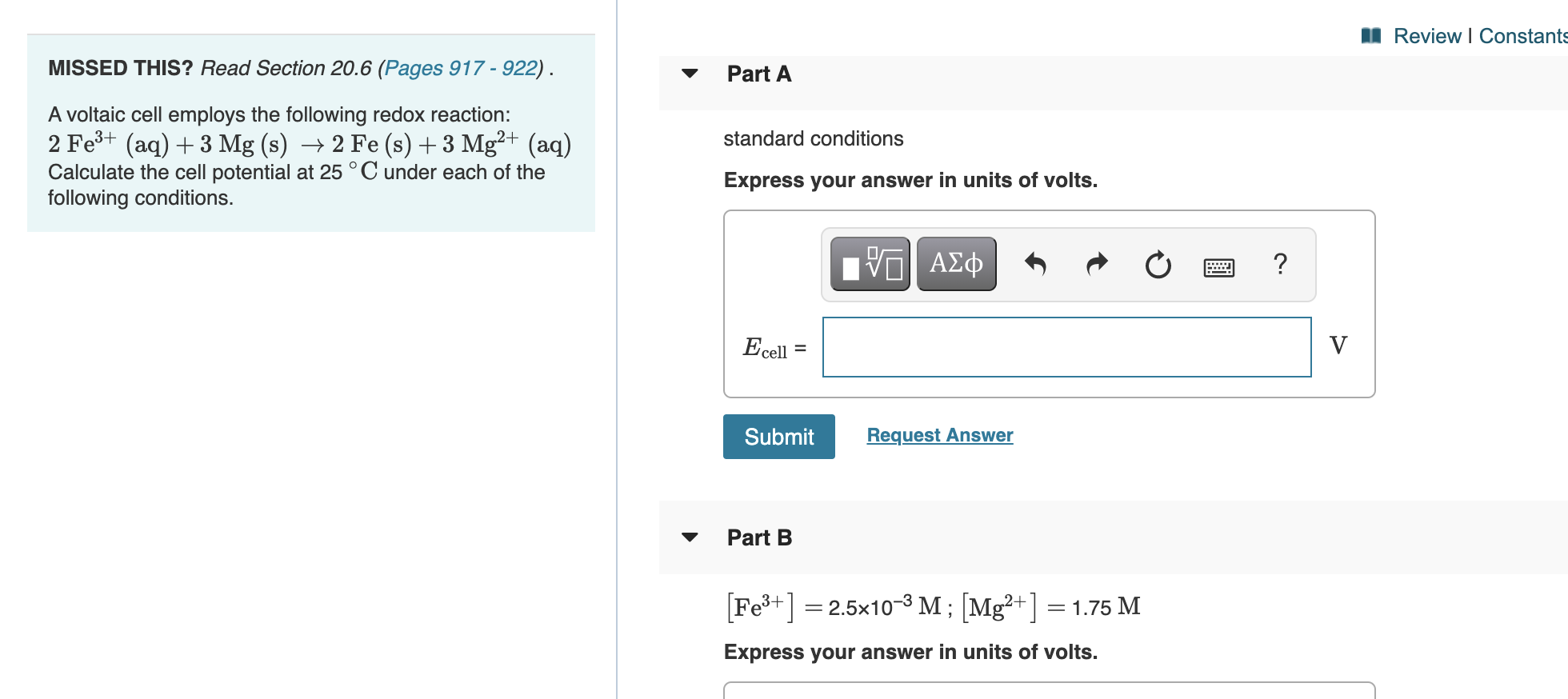 Solved 1 Review | Constants MISSED THIS? Read Section 20.6 | Chegg.com