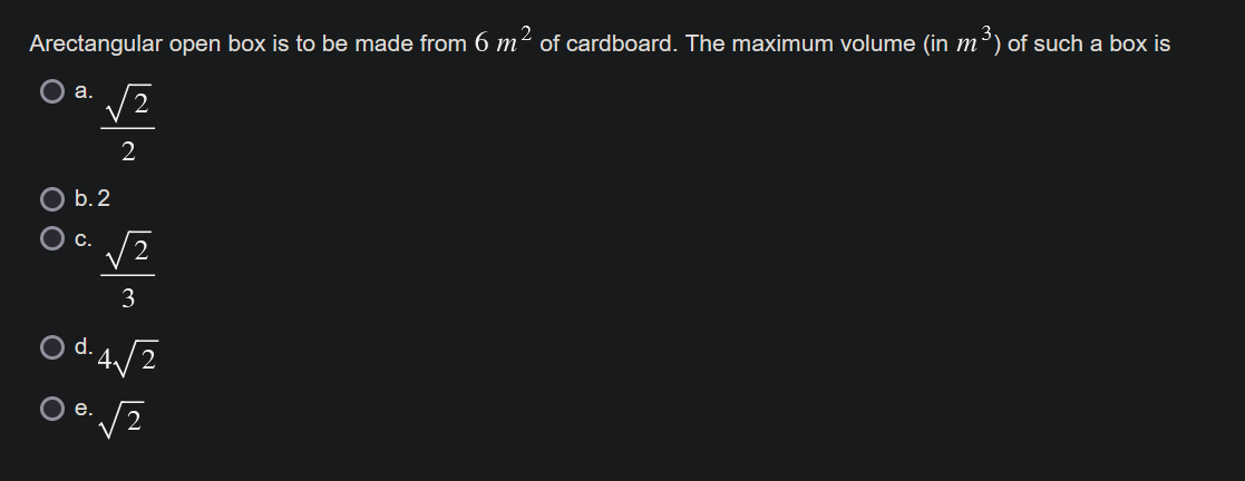 Solved Arectangular open box is to be ﻿made from | Chegg.com