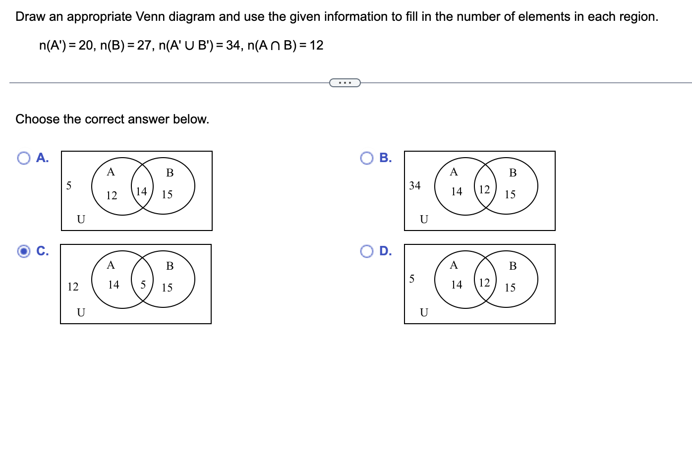 Solved Draw an appropriate Venn diagram and use the given | Chegg.com