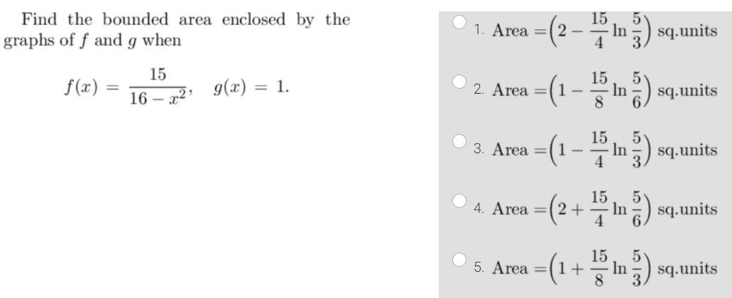 Solved Find the bounded area enclosed by the graphs of f and | Chegg.com