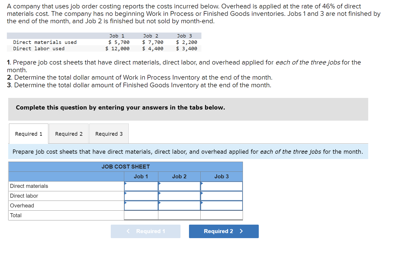 Solved A company that uses job order costing reports the | Chegg.com