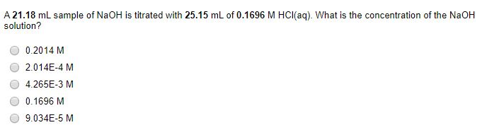 Solved A 21.18 mL sample of NaOH is titrated with 25.15 mL | Chegg.com