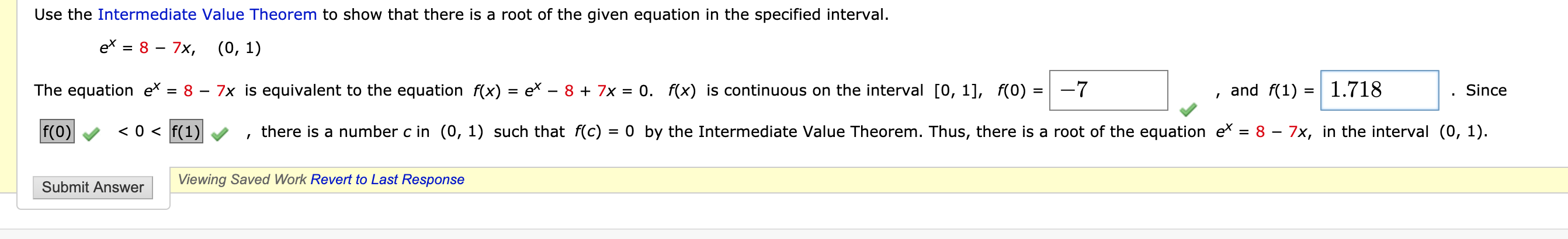 Solved Use the Intermediate Value Theorem to show that there | Chegg.com