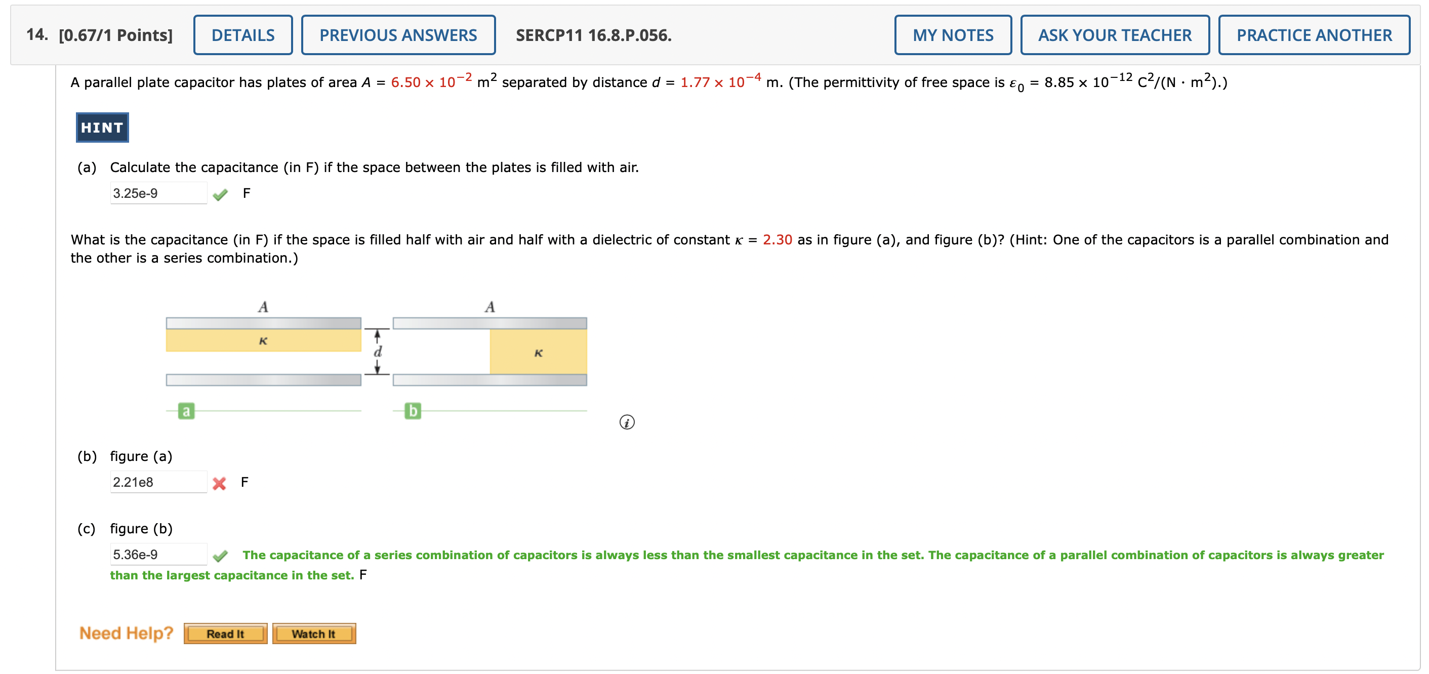 Solved (a) Calculate the capacitance (in F) if the space | Chegg.com
