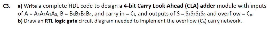 Solved A Write A Complete Hdl Code To Design A 4 Bit Carry