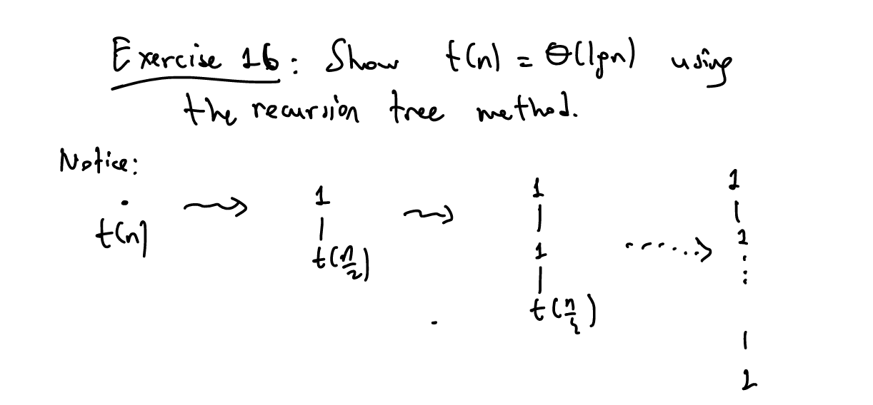 Solved Exercise 16: Show f(n)=θ(lgn) using the recursion | Chegg.com