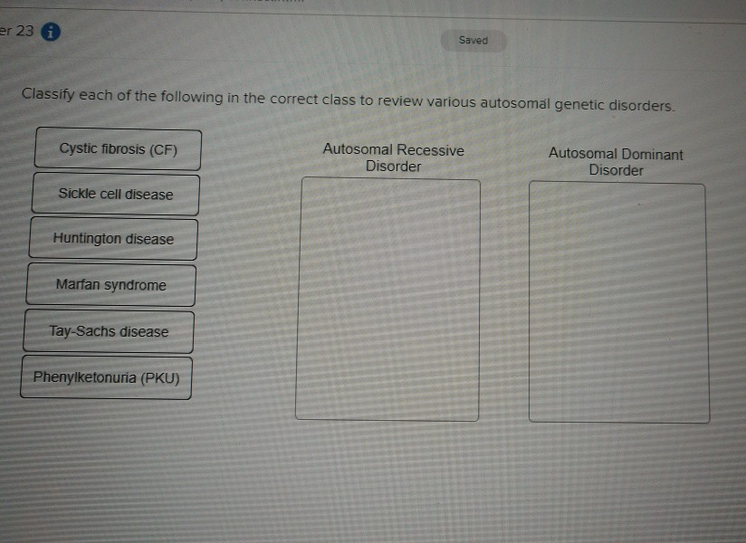 Solved er 23 Saved Classify each of the following in the | Chegg.com