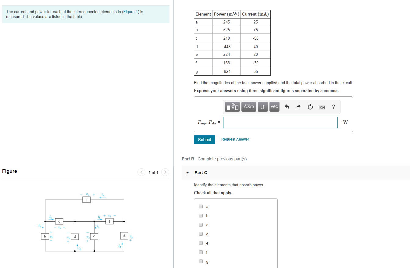Solved The current and power for each of the interconnected | Chegg.com