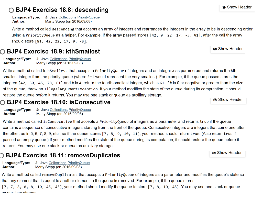 Solved Show Header OBJP4 Exercise 18.8: descending | Chegg.com