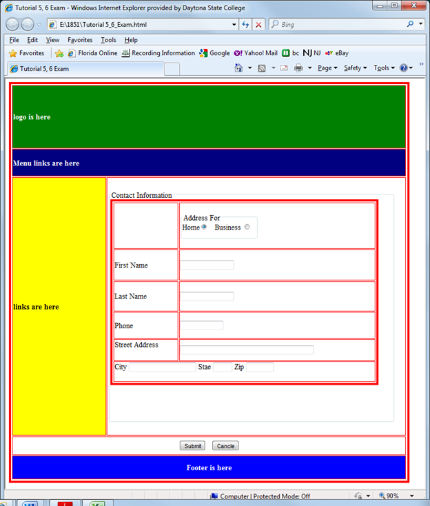 Solved Using Html Use Tables And Form To Make A Web Page 3889