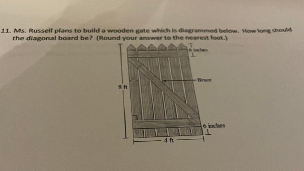Solved 11. Ms. Russell plans to build a wooden gate which is | Chegg.com
