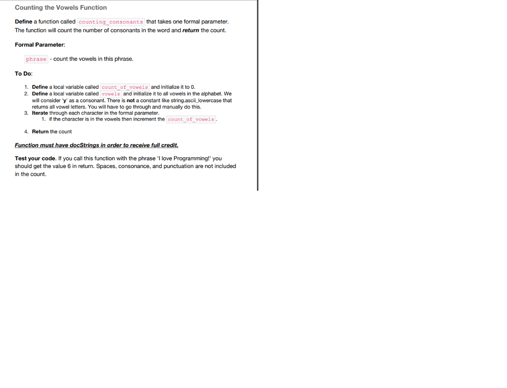Solved Counting the Vowels Function Define a function called | Chegg.com