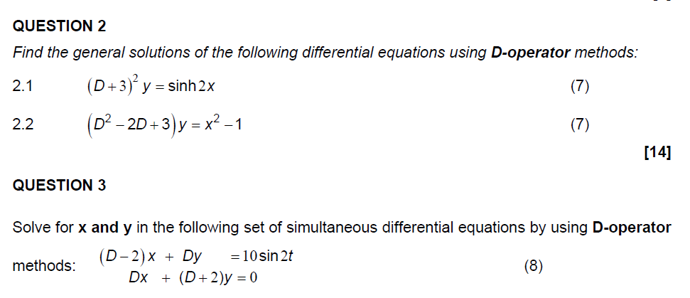 Solved QUESTION 2 Find the general solutions of the | Chegg.com