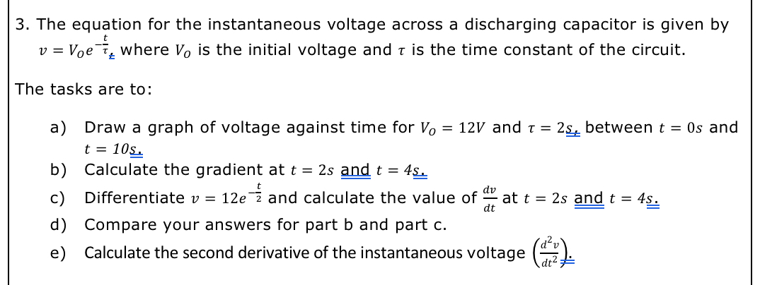 Solved The equation for the instantaneous voltage across a | Chegg.com