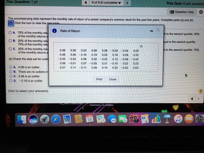 Solved The accompanying data represent the monthly rate of | Chegg.com