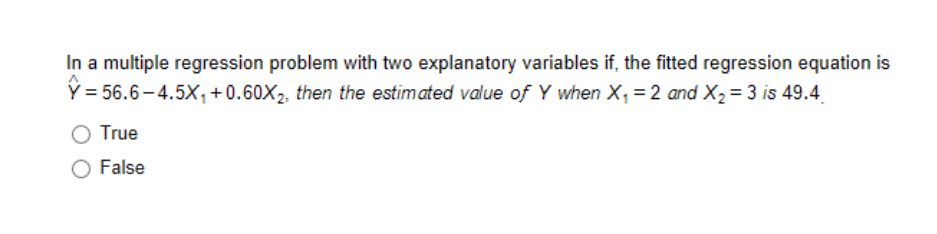 Solved In A Multiple Regression Problem With Two Explanatory