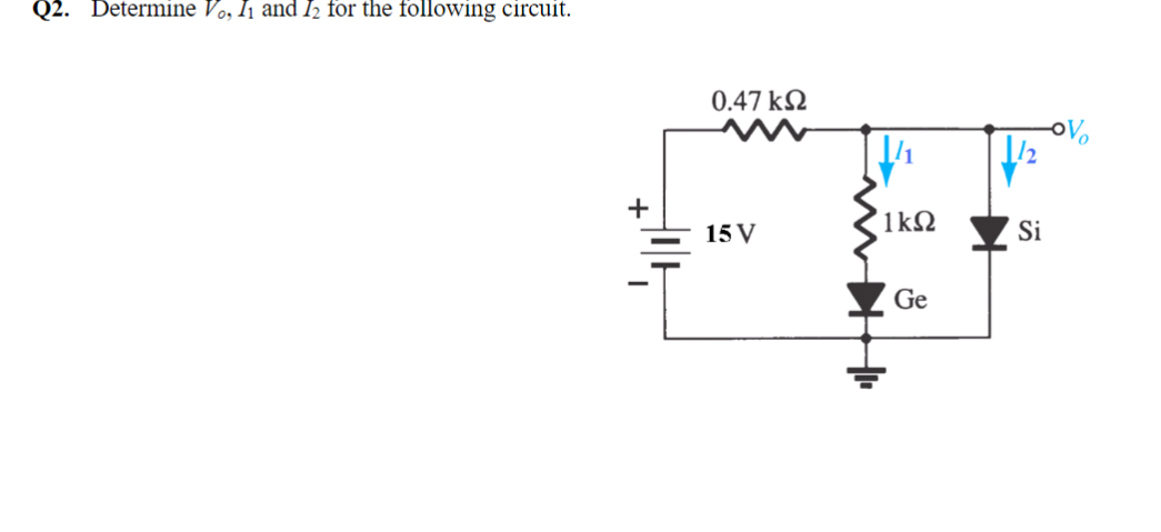 Solved Q2. Determine Vo, I and I2 for the following circuit. | Chegg.com