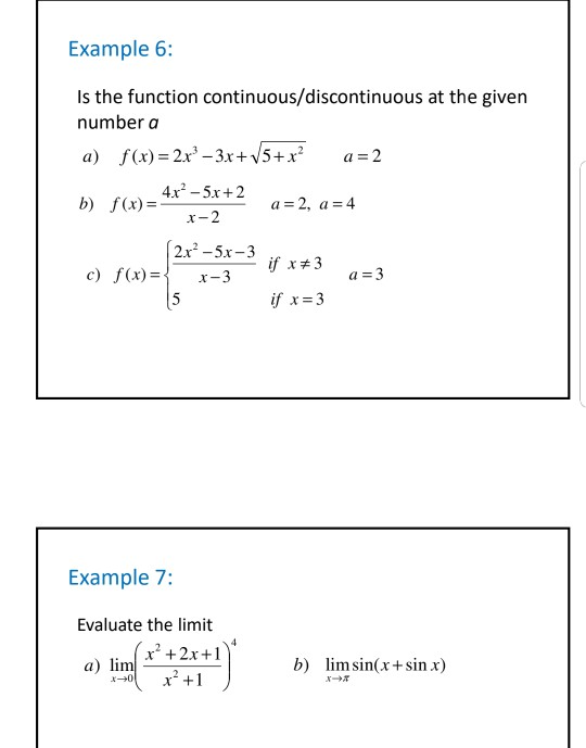 Solved Example 6: Is the function continuous/discontinuous | Chegg.com