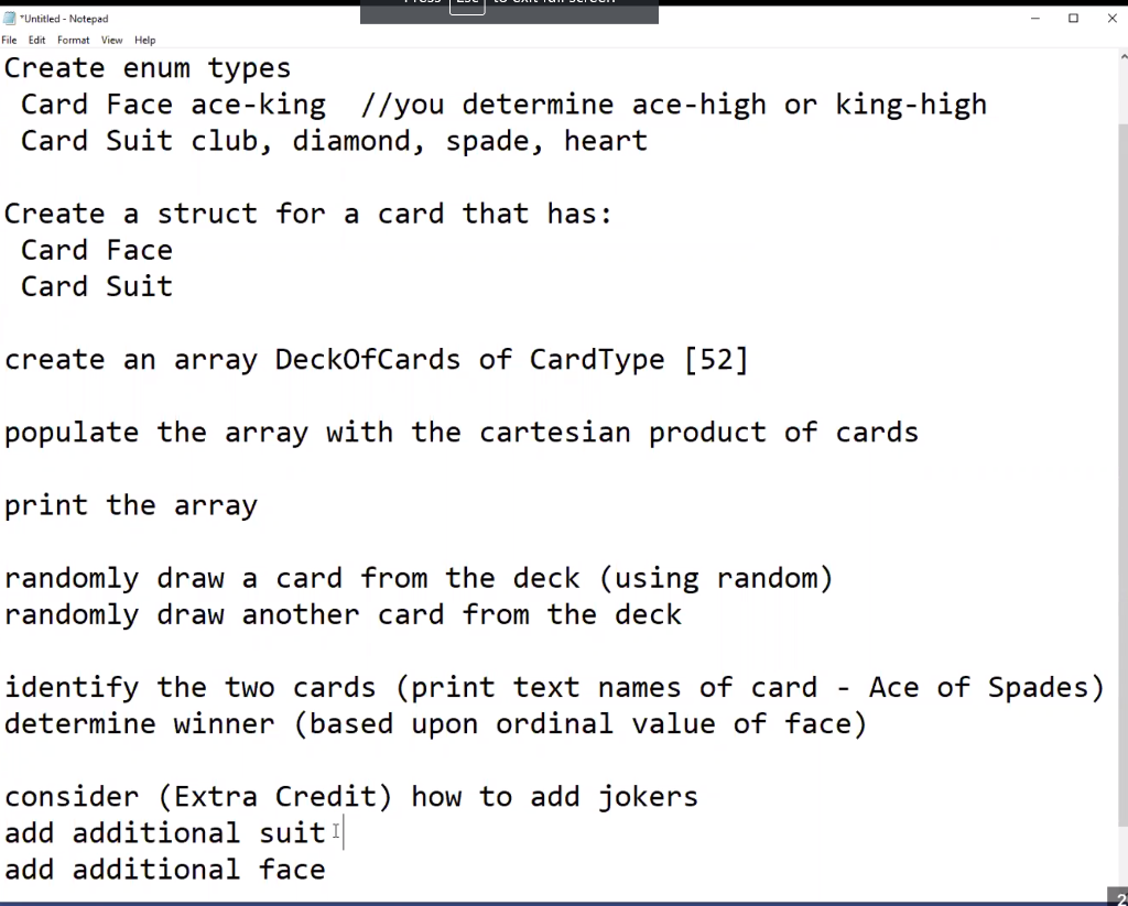Solved File Edit Format View Help Lecture LAB: Create enum | Chegg.com