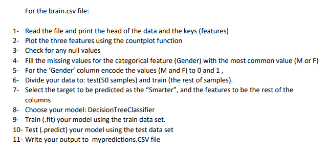 Solved Please help with this in Python,, Brain.csv file | Chegg.com