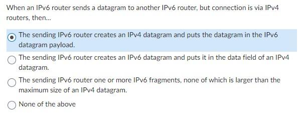 Solved When an IPv6 router sends a datagram to another IPv6 | Chegg.com