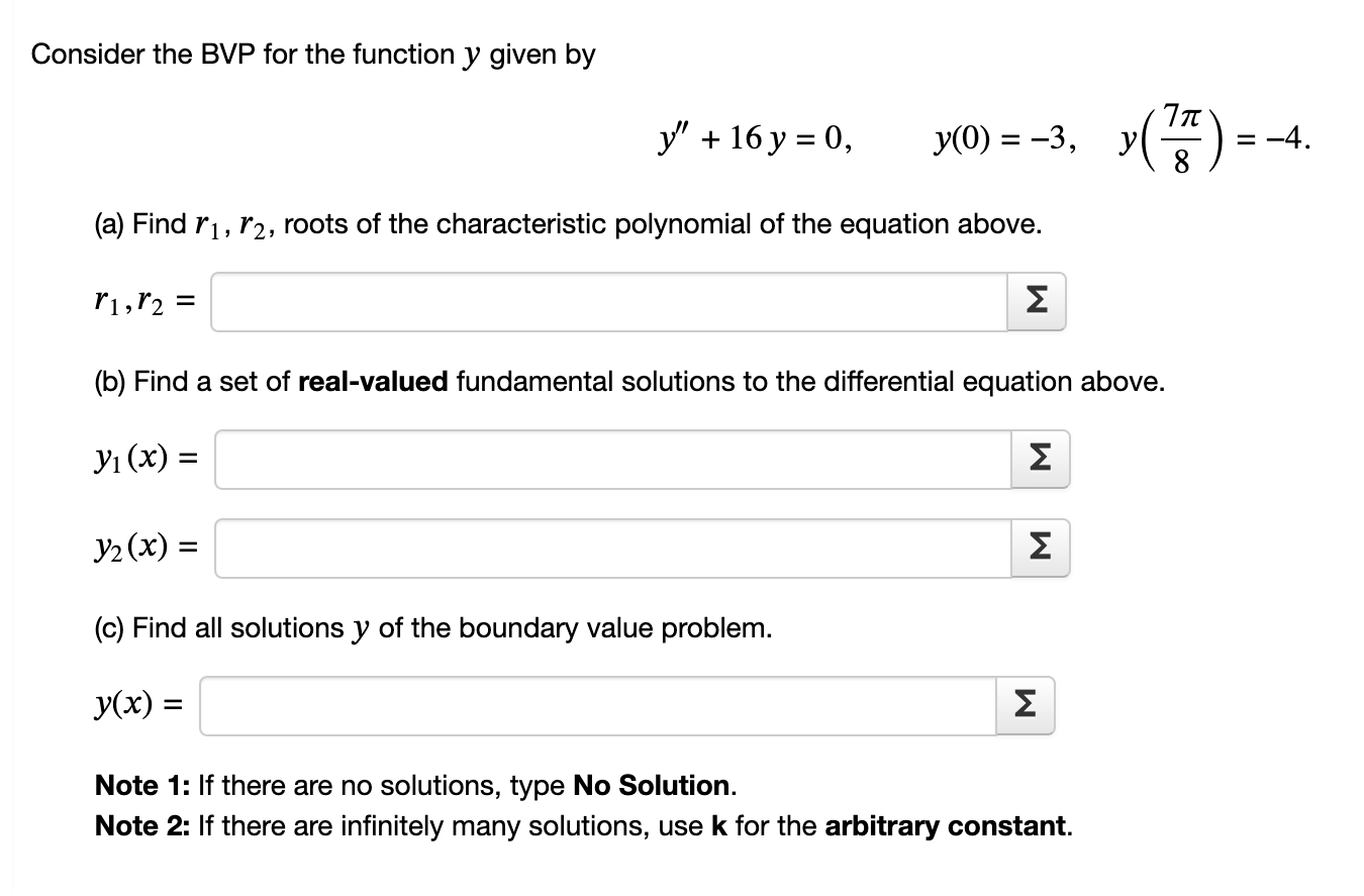 Solved Consider the BVP for the function y given by | Chegg.com
