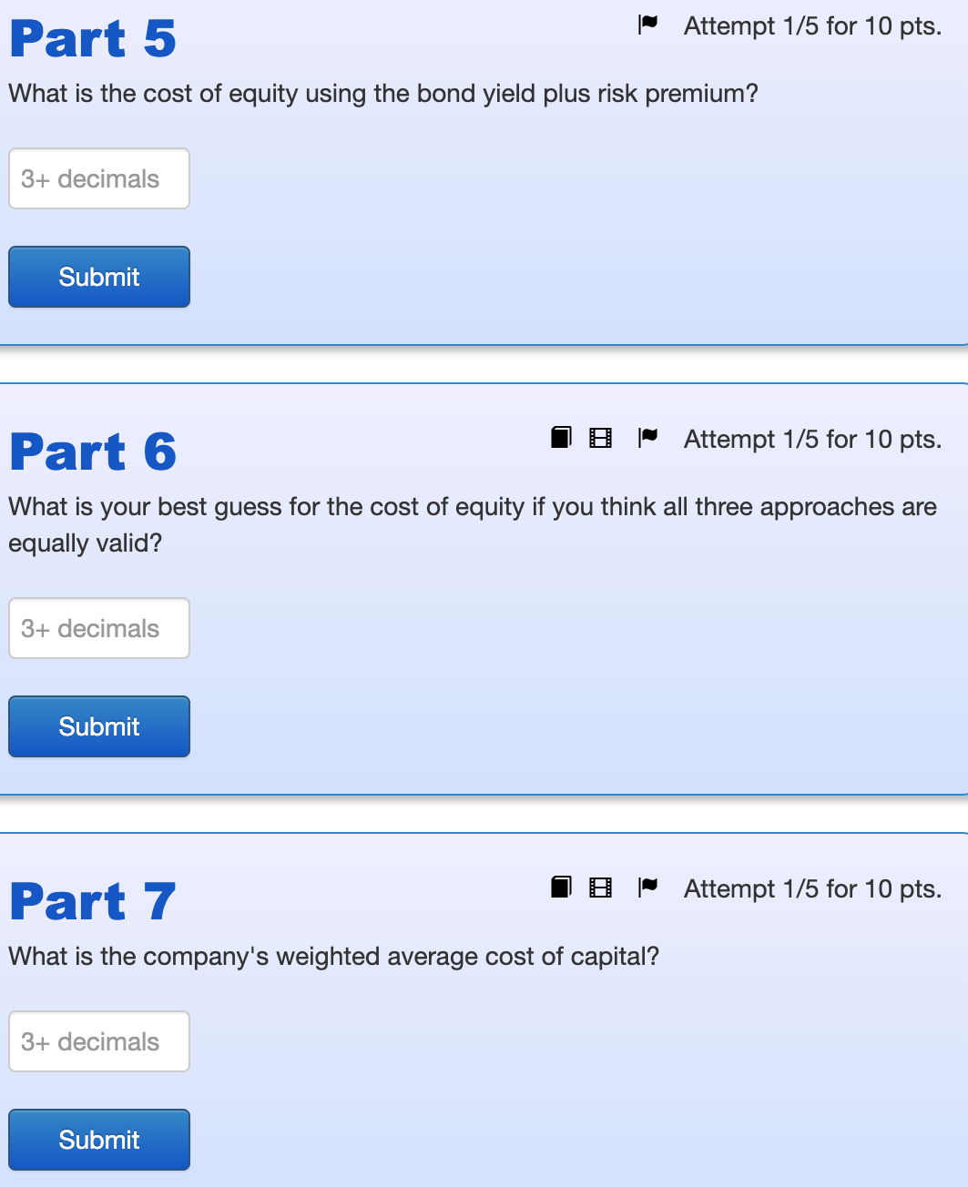 Solved Part 2 Attempt 1/5 for 10 pts. What is the cost of | Chegg.com