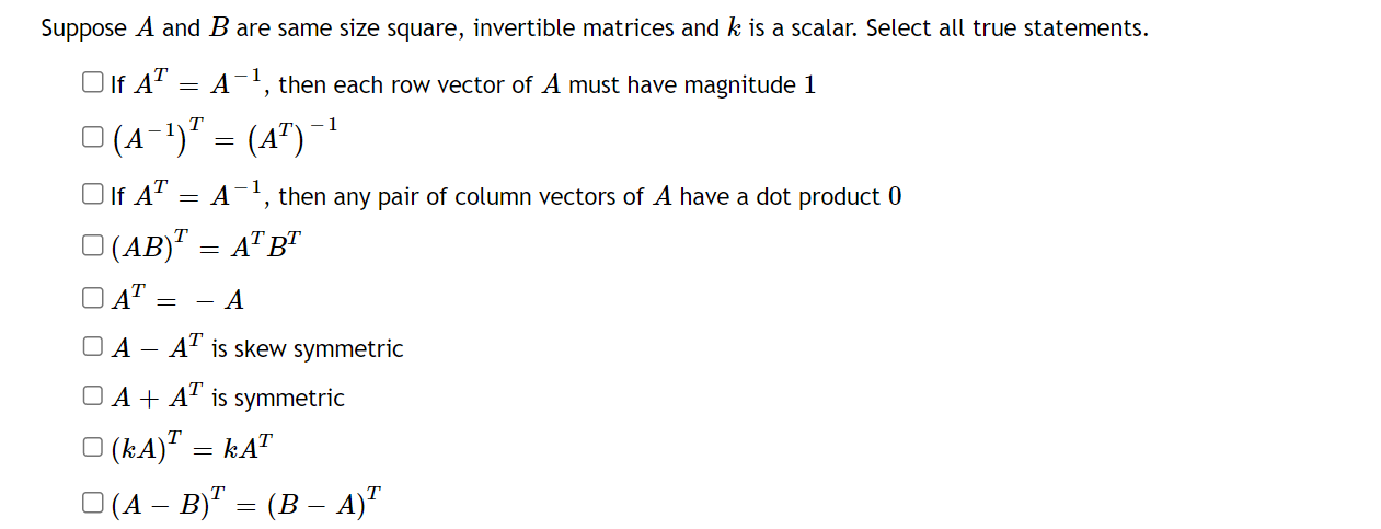 Solved Suppose A and B are same size square, invertible | Chegg.com