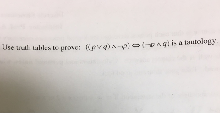 Solved Use truth tables to prove: ((p logical or q) logical | Chegg.com