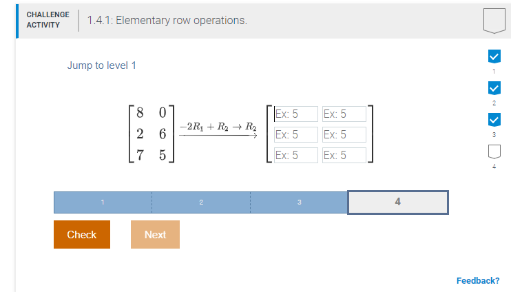 Solved CHALLENGE ACTIVITY 1.4.1: Elementary row operations. | Chegg.com