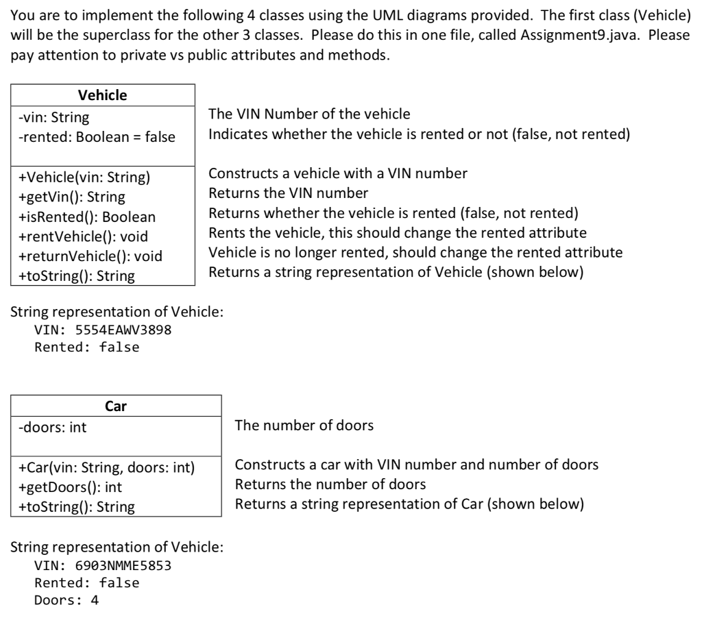 Solved You are to implement the following 4 classes using | Chegg.com