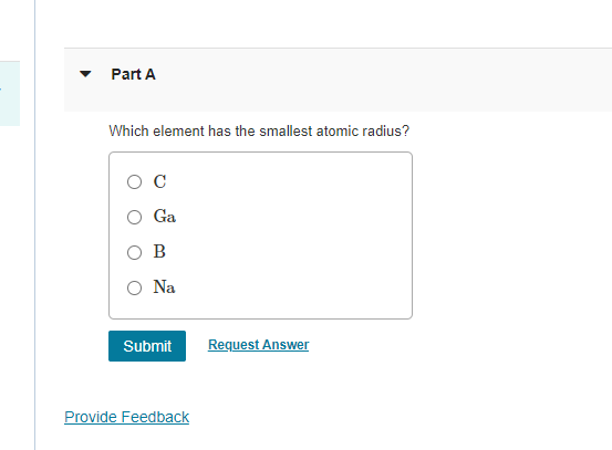 Solved Which element has the smallest atomic radius? C Ga B | Chegg.com