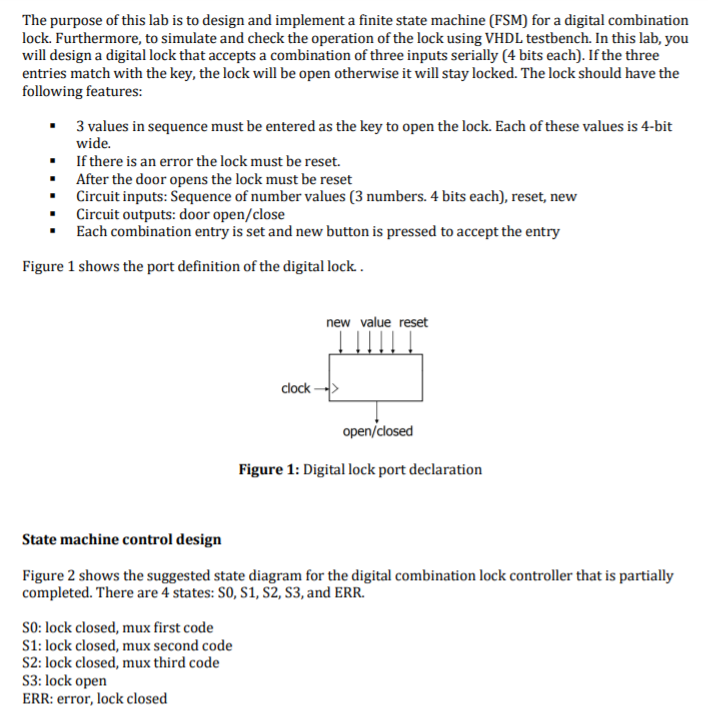 The purpose of this lab is to design and implement a | Chegg.com