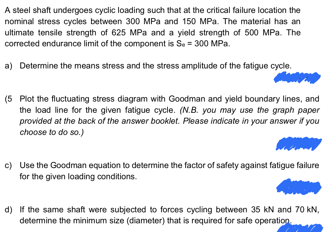 Solved A steel shaft undergoes cyclic loading such that at | Chegg.com