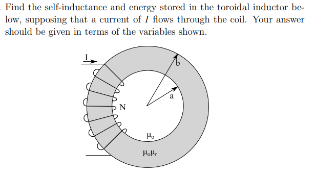 Solved Find the self-inductance and energy stored in the | Chegg.com