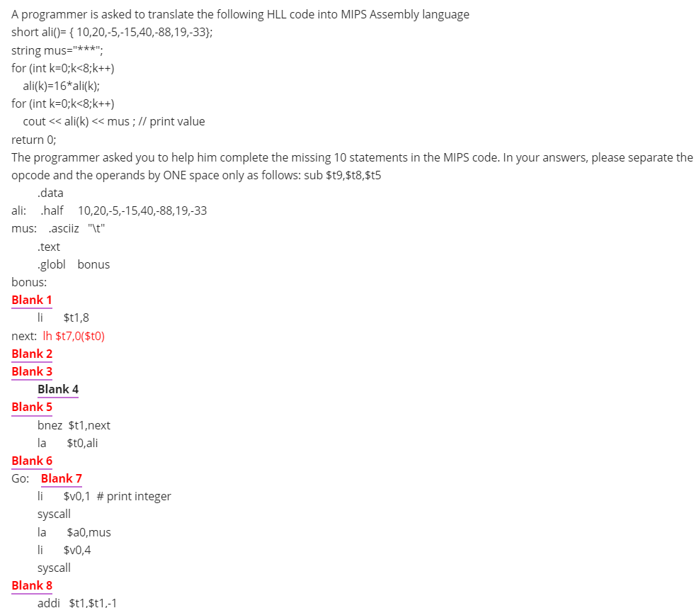 Solved A programmer is asked to translate the following HLL | Chegg.com