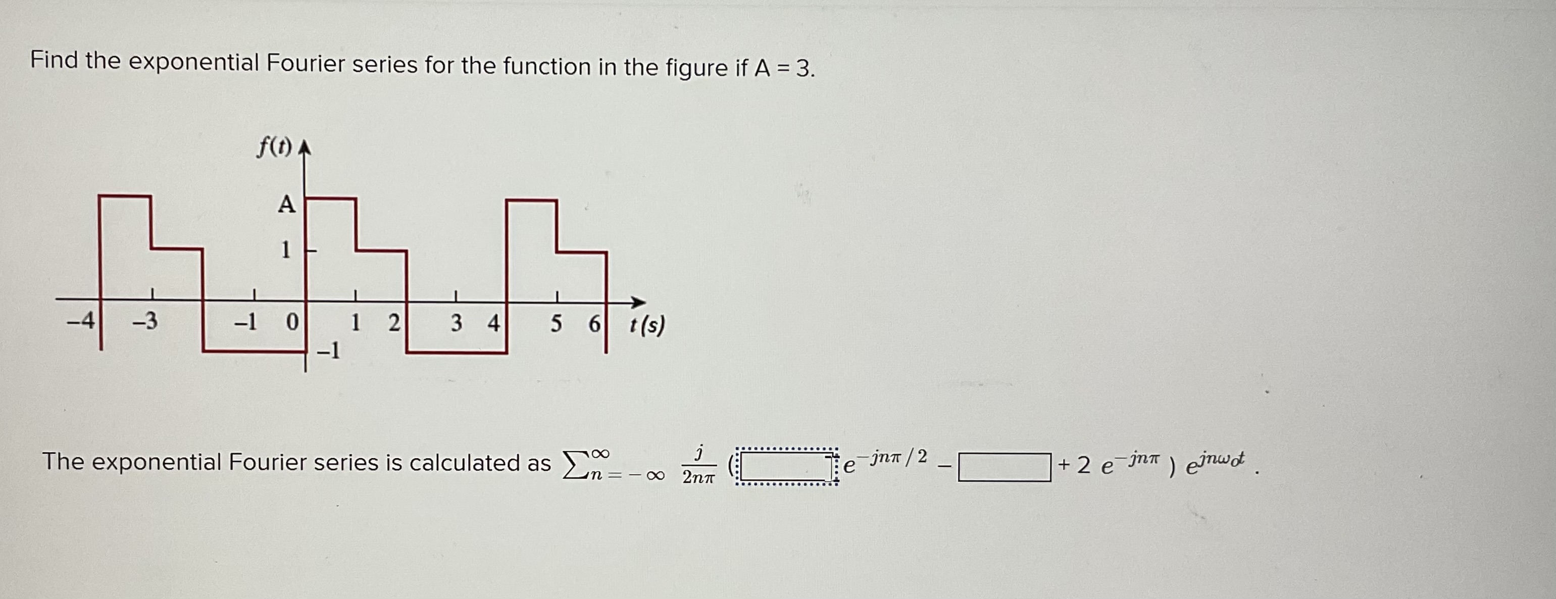 Solved Find the exponential Fourier series for the function | Chegg.com