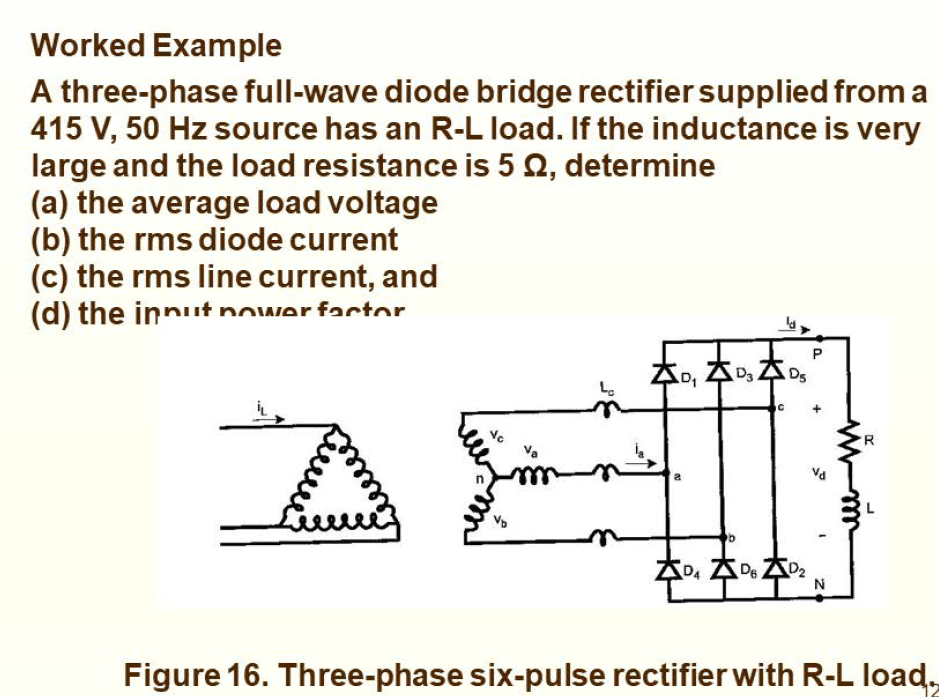 Solved Worked Example A three-phase full-wave diode bridge | Chegg.com