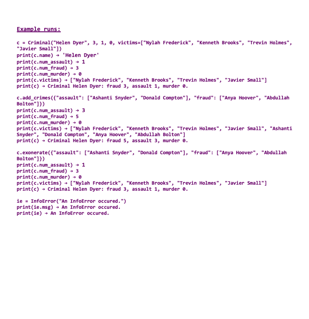Part 1: Classes You will be writing two classes | Chegg.com