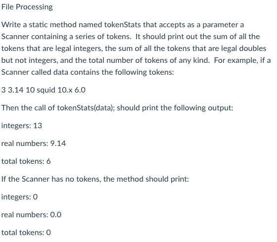 Solved File Processing Write a static method named | Chegg.com