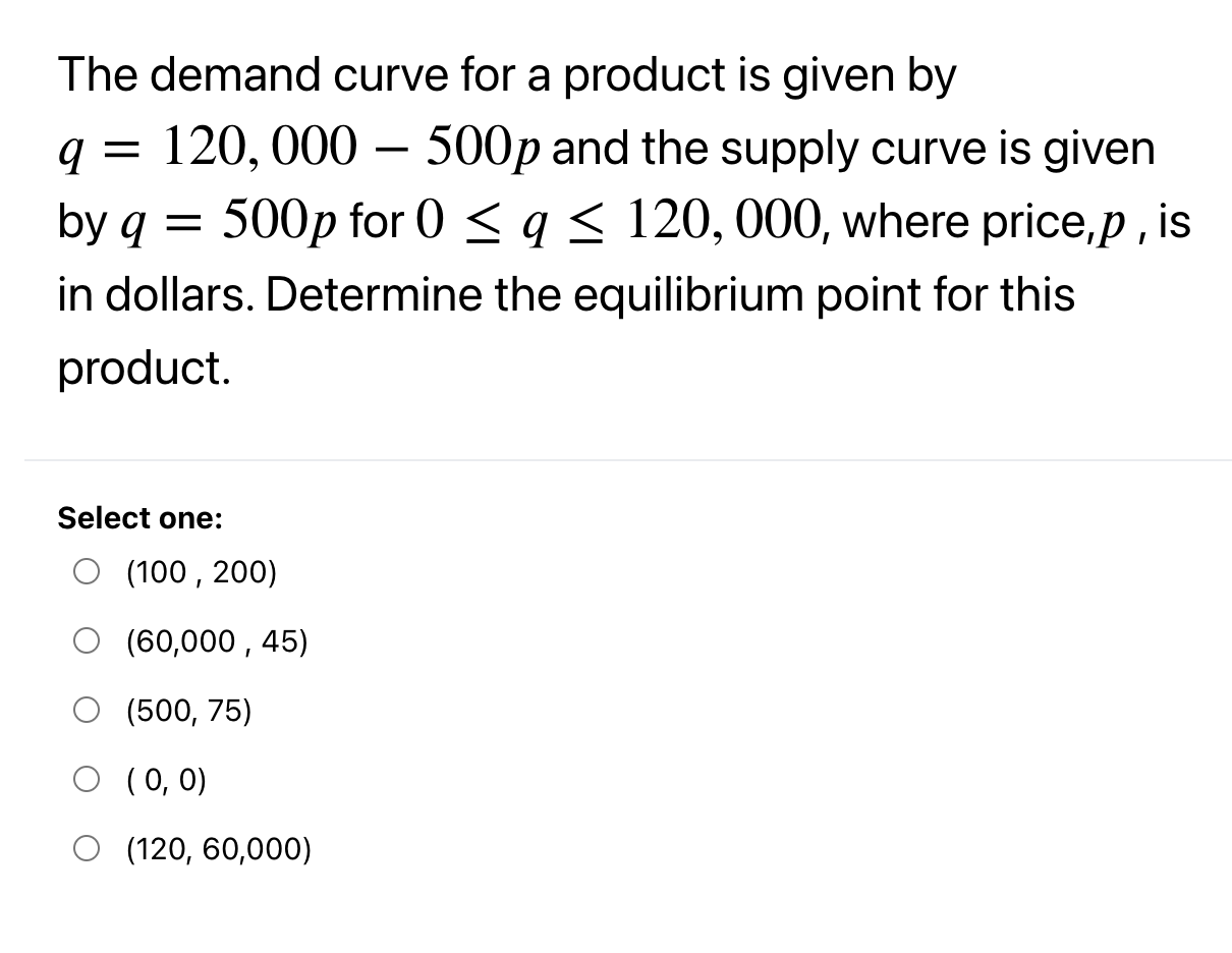 Solved The demand curve for a product is given by | Chegg.com