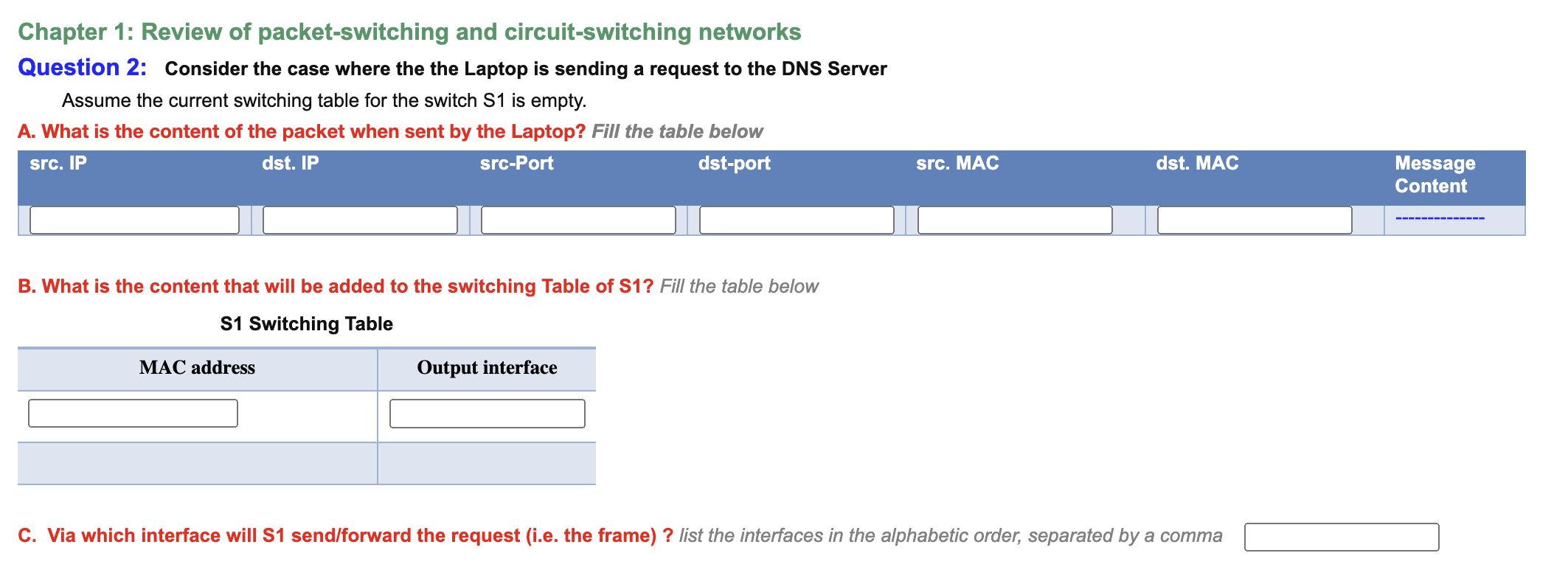 Solved Chapter 1: Review of packet-switching and | Chegg.com
