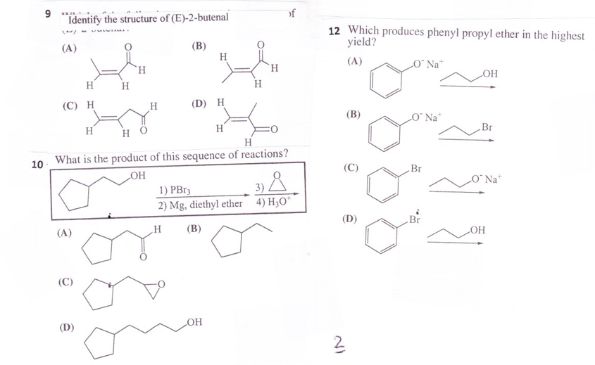 Solved 9 of Identify the structure of (E)-2-butenal (A) (B) | Chegg.com