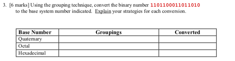 Solved [6 marks] Using the grouping technique, convert the | Chegg.com