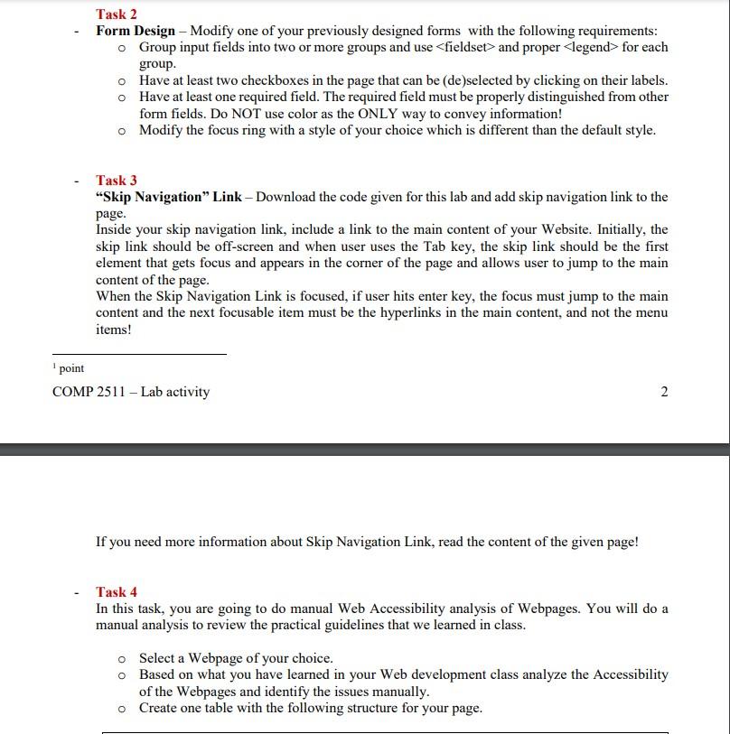 Solved Task 2 Form Design - Modify one of your previously | Chegg.com